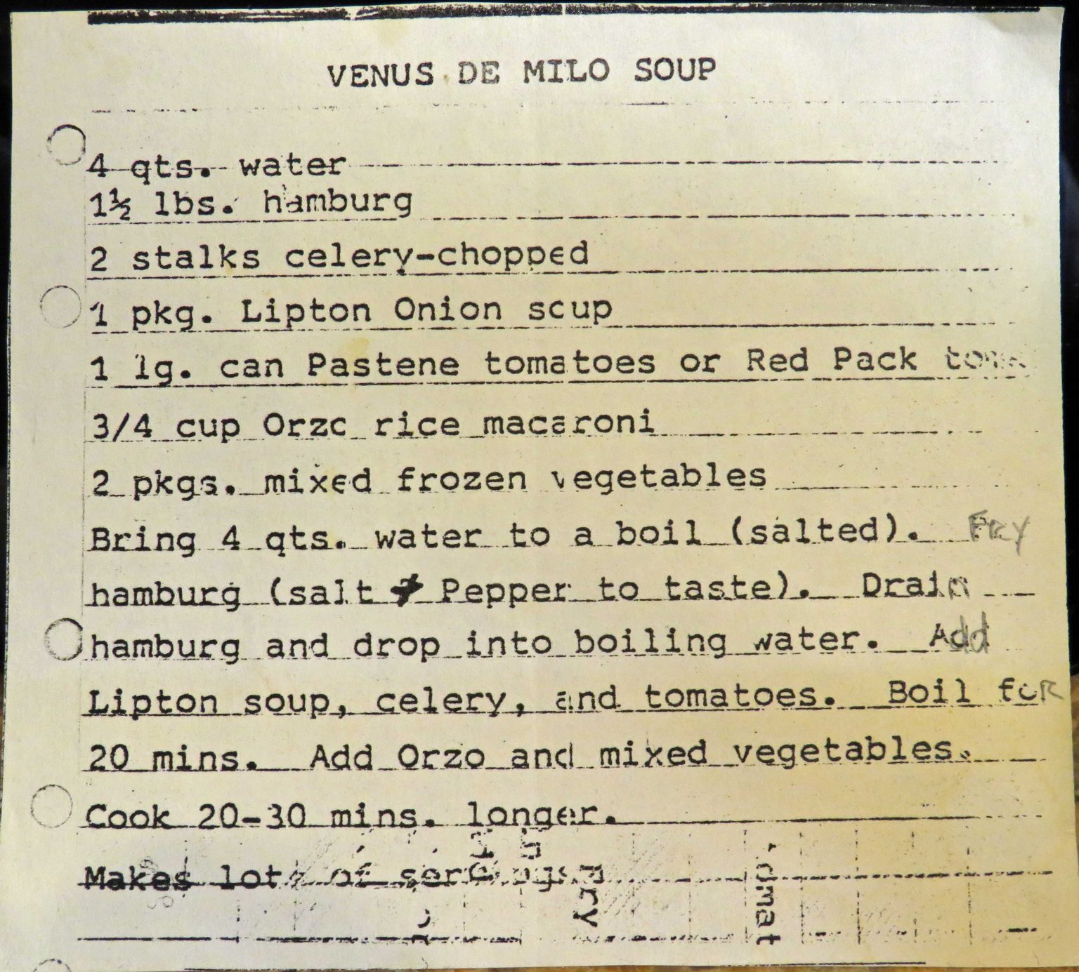 Gluten Free Venus de Milo Soup – My Gluten Free Cucina