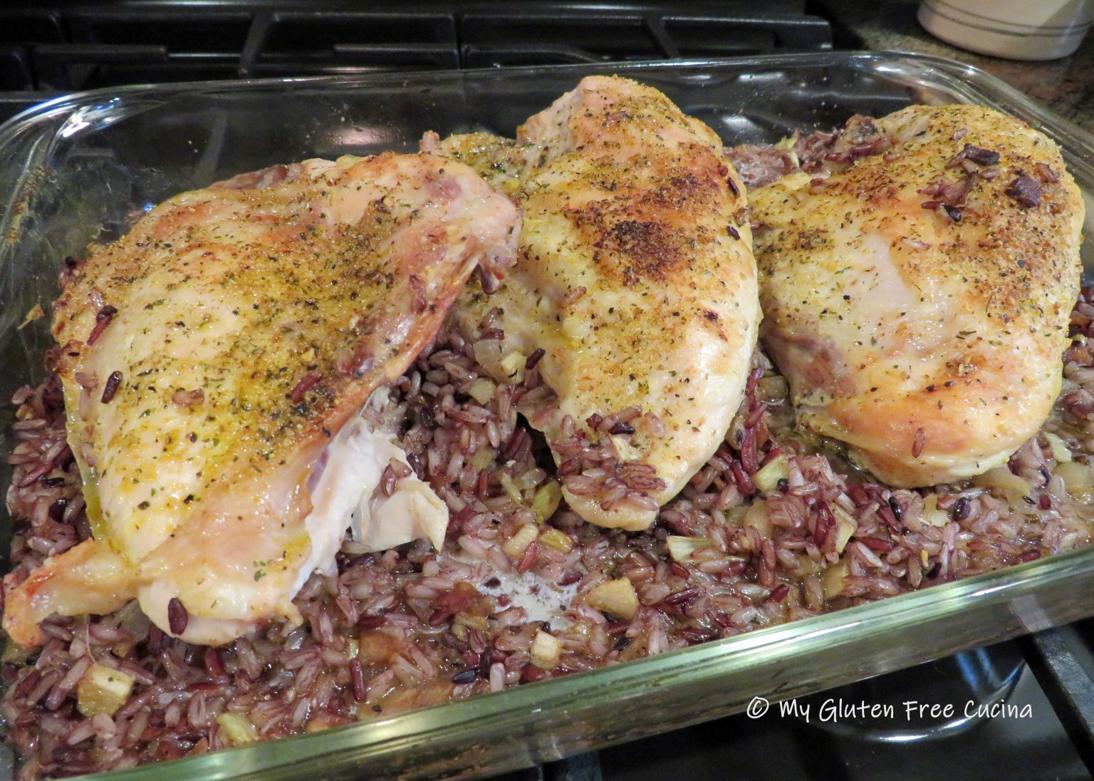 Split Chicken Breasts over Rice Stuffing – My Gluten Free Cucina